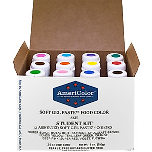 Food Coloring AmeriColor Student - Kit 12 .75 Ounce Bottles Soft Gel Paste Colors