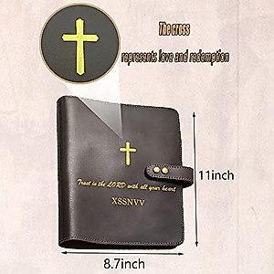Leather Bible Cover Leather Book Cover Large Men's Classic Bible Cover Perfect Gift for Men, Women, Father, Mother, Friends [Trust in The Lord] Leather Bible Covers for Men Bible Gifts Carrying Case