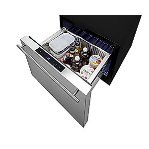 Summit Appliance FF1DSS 21.5" Wide Built-In Drawer Refrigerator, Black Cabinet, Stainless Steel Door, No Frost, 115V