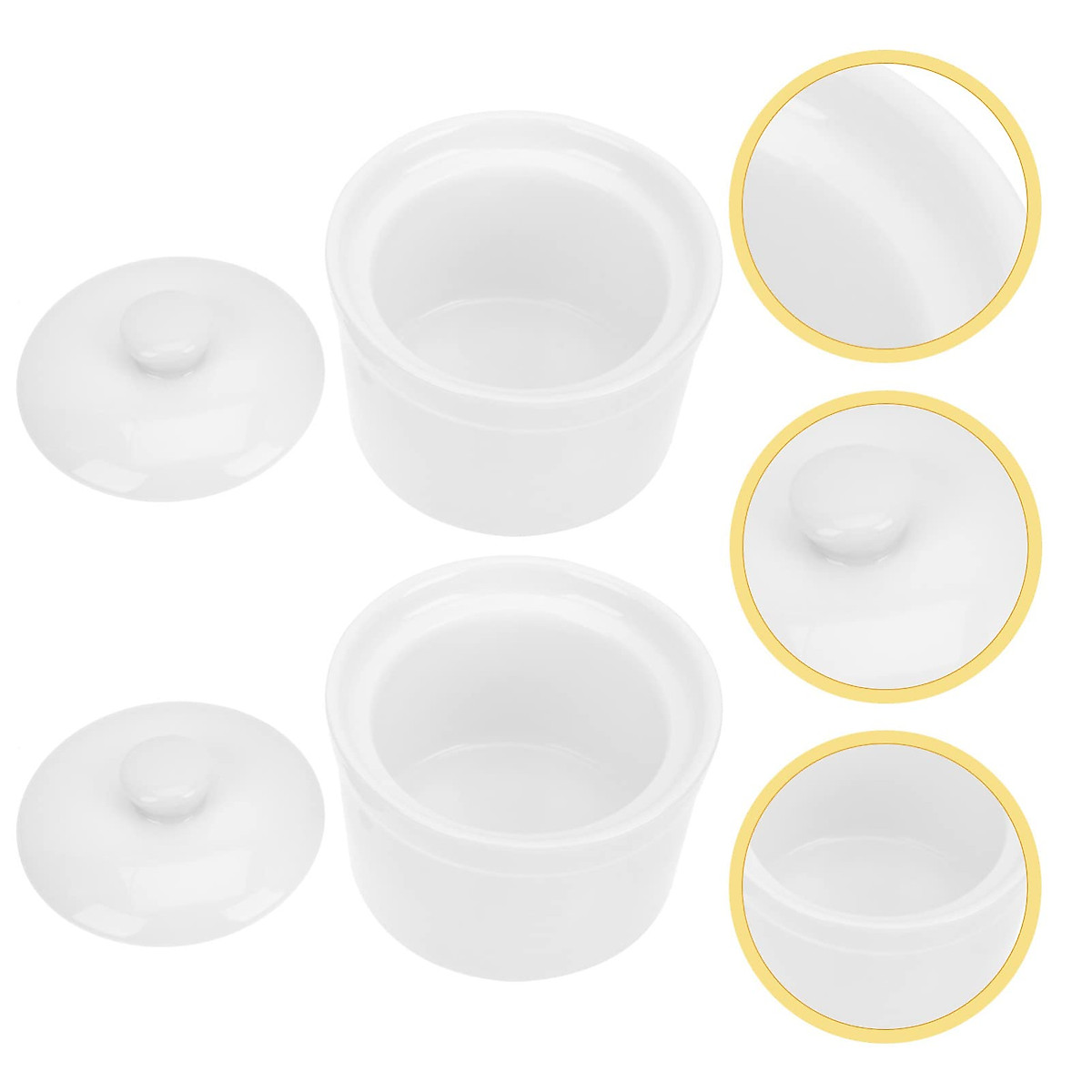 Angoily 2pcs Ceramic Stew Pot with Lid Small Steam Soup Bowl Steaming Cup Stockpot Cookware for Egg Custard Medicinal Birds