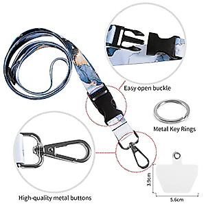 Dutyway Cell Phone Lanyard, Universal Crossbody Adjustable Detachable Neck Strap, Durable Cool Black Marble Compatible with Most Smartphones Badge Key Card Holder for Men Women (4-Piece Set)