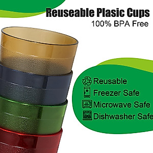 Plastic Cups Reusable, Plastic Tumblers Drinking Glasses Set of 8, Unbreakable Drinking Cup for Kitchen, BPA Free Stackable Restaurant Cups for Hot Drink & Cold Drink (Colorful, 16 oz)