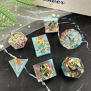 RESINWORLD 7 Piece Sharp Edge Polyhedral Dice Mold, DND Dice Resin Molds for Board Games, Silicone Molds for Resin Dice Making