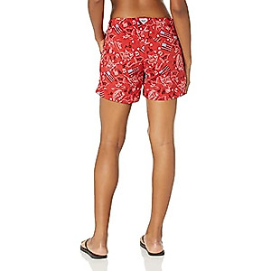 Columbia Women's W Super Backcast Water Short, Red Spark Fish Flag Print, Large x 5