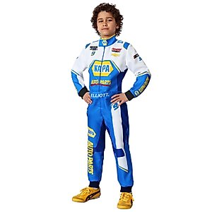 Fun Costumes NASCAR Kids Chase Elliott Suit Boys, Blue Race Car Driver Halloween X-Large