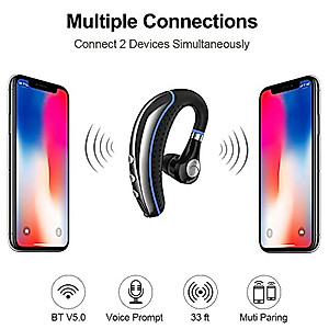 FIMITECH Bluetooth Headset, Wireless Earpiece V5.0 Bluetooth Earpiece Ultralight Hands Free for Business/Office/Driving/Sporting