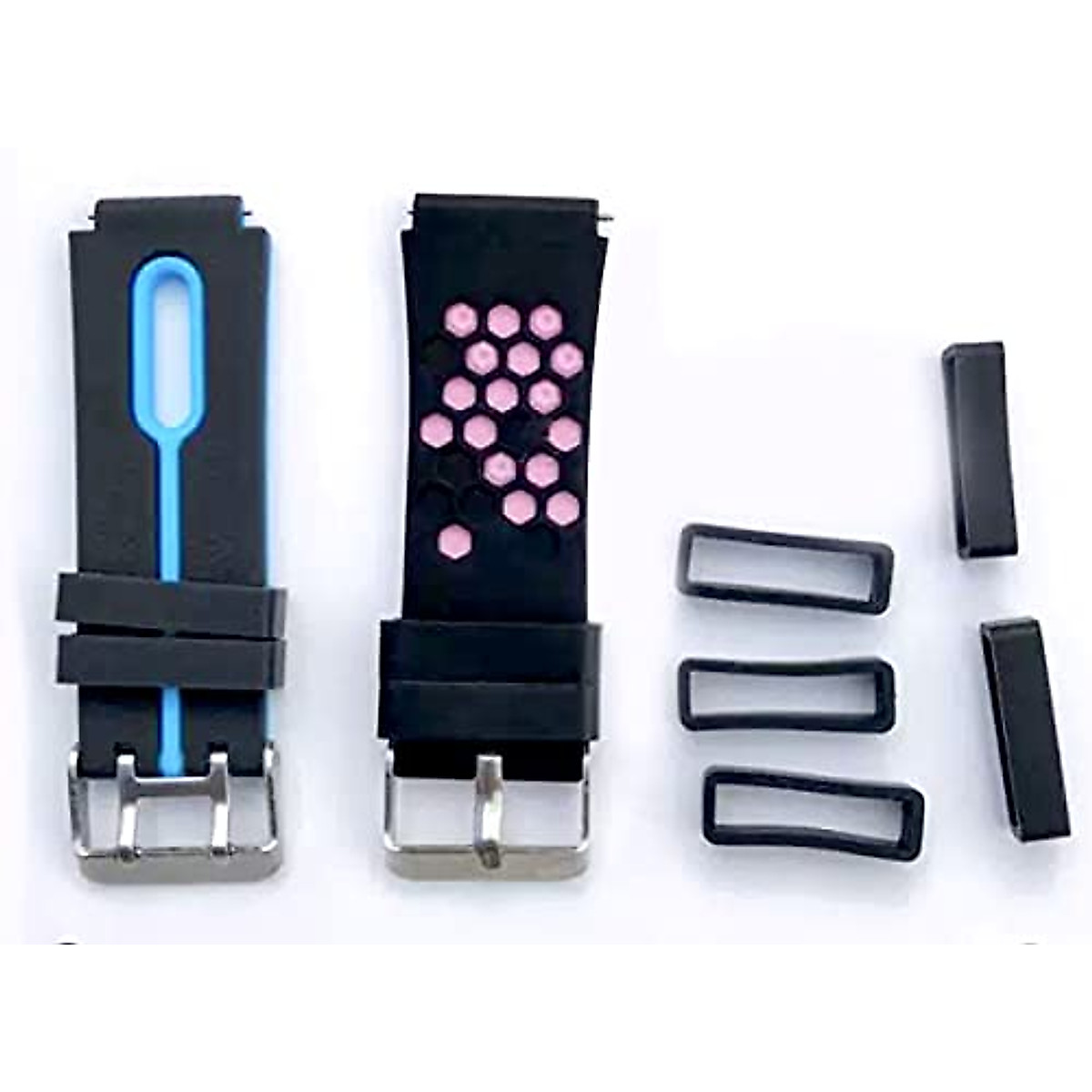 Aliotech 4pcs Rubber Leather Watch Band Strap Loops Black Silicone Replacement Resin Watch Bands Keeper Holder Retainer (Size: 20mm)