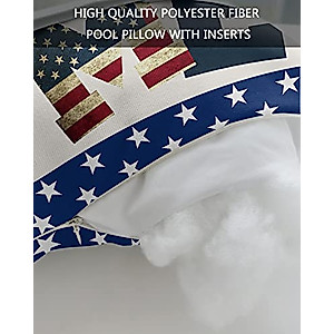 Recliner Head Pillow Ledge Loungers Chair Pillows with Insert Independence Day Farmhouse Home American Flag Lumbar Pillow with Adjustable Strap Outdoor Waterproof Patio Pillows for Beach Pool, 2 PCS