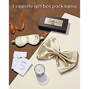 100% Mulberry Silk Pillowcase for Hair and Skin 22 Momme 6A Silk Pillow Case Zippered Soft Smooth Cooling -Standard Size 20"X 26"-with Eye Mask and Laundry Bag, Luxury Gift Set(Beige 1pc)