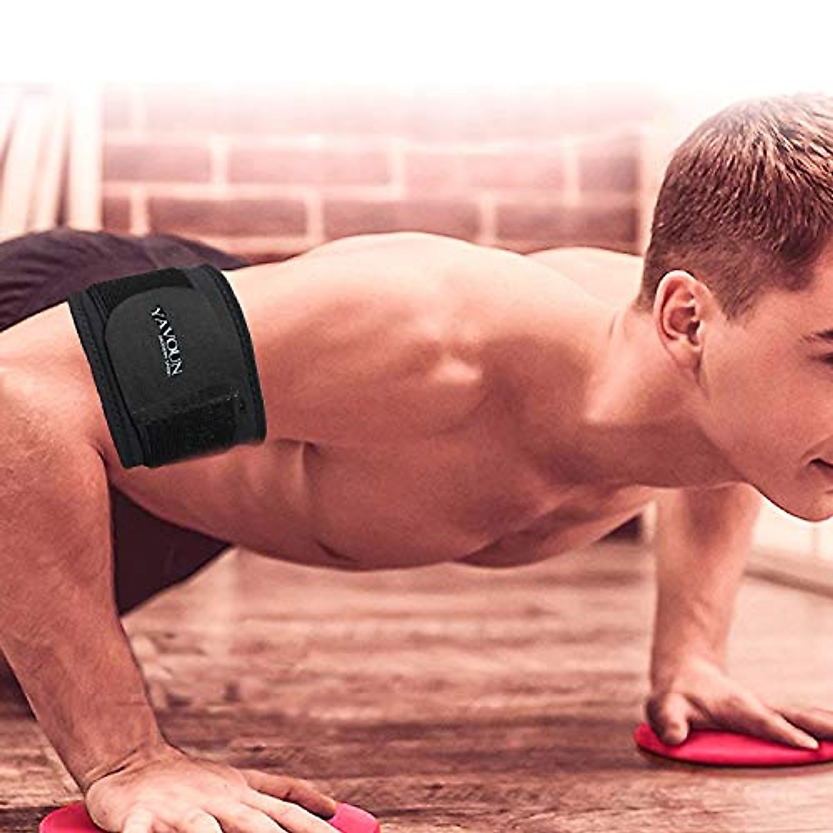 Tendonitis - Bicep ＆ Tricep Compression Sleeve/Wrap - Tricep Tendonitis, Bicep Tendonitis - Pain Relief for Bicep and Triceps Muscle Strains, Compression Arm Support (Black, 8.3" - 13.7" × W 3.93")