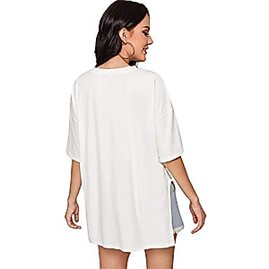 Floerns Women's Casual Basic Short Sleeve Loose T-Shirt Tee Tops A White S
