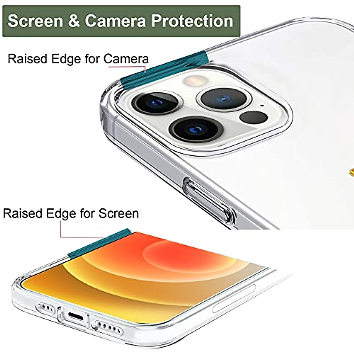 Unov Case Compatible with iPhone 13 Pro Case Clear with Design Embossed Floral Pattern Soft TPU Bumper Slim Protective 6.1 Inch (Flower Bouquet)