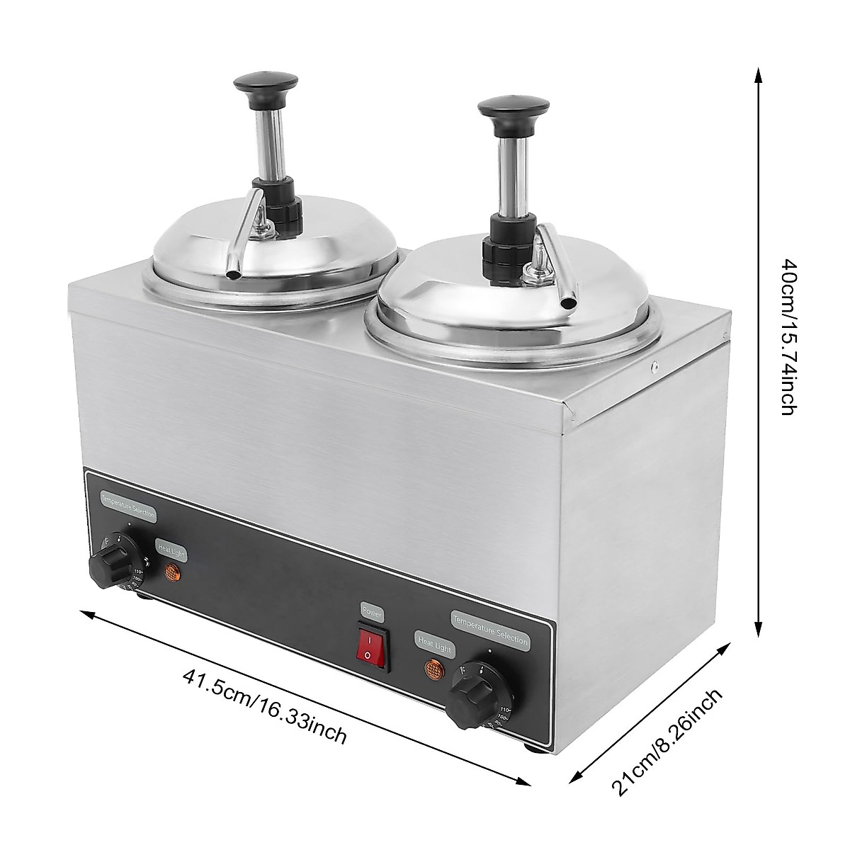 Gworobie 700W Electric Cheese Dispenser with Pump, 4.23 Qt Commercial Hot Fudge Warmer Sauce Dispenser Machine, 32-230℉ Temp Adjustable Cheese Nacho Sauce Warmer, for Hot Fudge Cheese Caramel