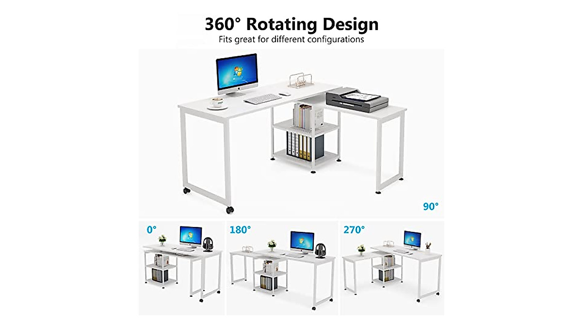 TRIBESIGNS 55" Rotating L-Shaped Office Desk