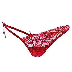 Toxz Womens Sexy Lace Thongs G-String,Sheer Perspective Satin Enticing Floral Embroidered,Lace V-String Briefs Panties Lingerie Underwear