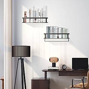 Uten Floating Shelves, Wall Mounted Updated Space Aluminum Shelves Set of 2, Bathroom Storage Shelves with Towel Rack, Wall Hanging Organizer Shelf for Bathroom, Kitchen