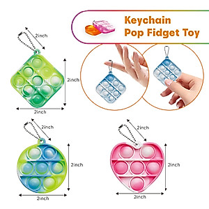 Fidget Toys for Kids Sensory Toys Party Favors 12 Pcs Mini Pop Keychain Its Autism Toddler Toys 3 Shape Stress Relief Kids Toys Fidgets for Boys Girls Pop Stress Toys It Classroom Prizes