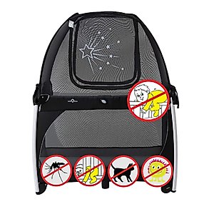 Aussie Cot Net Crib Tent Fits a Pack n Play - Portable Travel Tent to Keep Baby from Climbing Out - Black Crib Netting Helps Settle Baby to Sleep Better and Longer