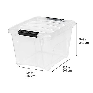 IRIS USA 19 Quart Stack & Pull™ Box, Clear with Black Handles, Set of 6