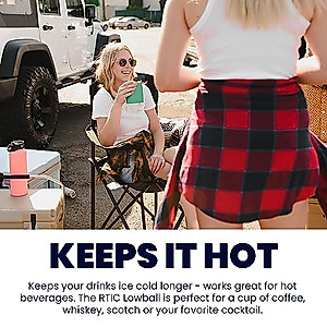 RTIC Lowball Tumbler with Splash Proof Lid, 12 oz, White, Insulated Travel Stainless Steel Coffee Mug, Sweat Proof, Keeps Hot & Cold Longer