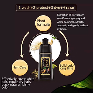 Instant Hair Colouring Shampoo, 3 in 1 Black Hair Shampoo, Instant Black Hair Dye Shampoo Darkening Shampoo Hair Growth Shampoo for Men Women, Regain Colour & Youth for Your Hair