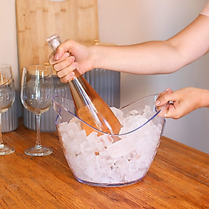 Lot45 Acrylic Beverage Bucket 2pc Set - 3.5 Liter Clear Party Beverage Tub Set - Indoor or Outdoor Bottle Drink Chiller