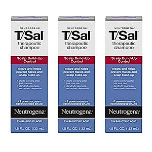 Neutrogena T/SAL Therapeutic Scalp Shampoo for Scalp Build-Up Control with 3% Salicylic Acid, Scalp Treatment for Dandruff, Scalp Psoriasis & Seborrheic Dermatitis Relief, 6 x 4.5 fl. oz