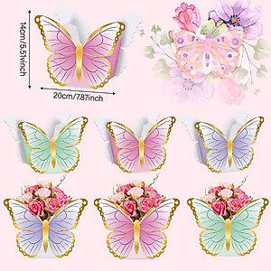 12 Pcs Butterfly Tea Party Decorations Princess Party Flower Boxes, Butterfly Paper Vase 3D Table Centerpiece Floral Box for Floral Tea Themed Birthday Party Supplies Baby Shower Wedding Anniversaries