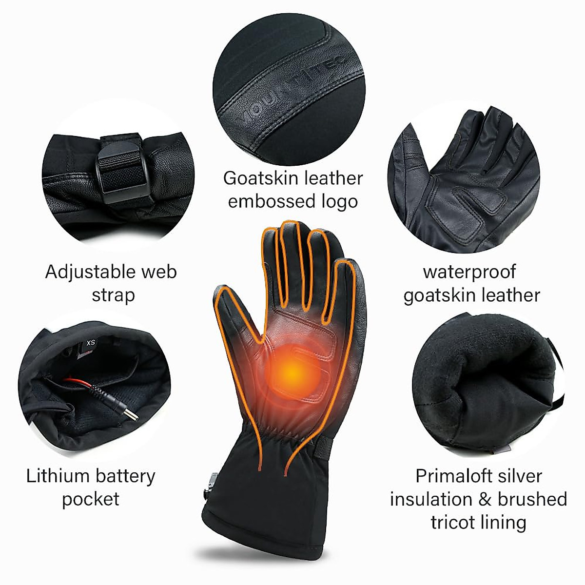 MOUNT TEC Explorer 3 Heated Motorcycle Gloves for Men & Women Winter Windproof Thermal Cycling Bike Gloves Heated Hand Warmer (Black, S)