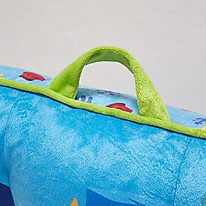 Idea Nuova Baby Shark Kids Mink Plush Bean Bag Chair with Piping & Top Carry Handle, Large