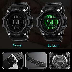 Gosasa Big Dial Digital Watch S Shock Men Military Army Watch Water Resistant LED Sports Watches (A Black)