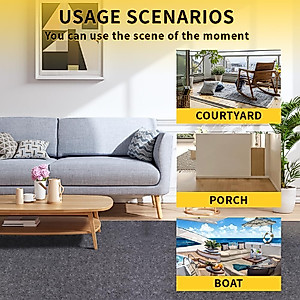 Gray Boat Carpet, 2 ft x 6 ft Marine Carpet Marine Grade Carpet for Boats with Waterproof for Outdoor Deck Patio Porch Garage Kitchens Bathroom Outdoor Area Rug Runner Non-Slide Porch Rug