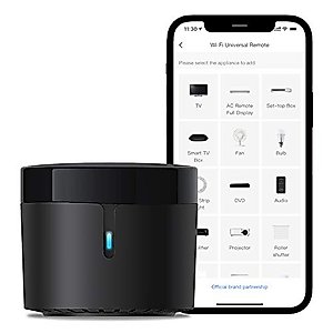 BroadLink RM4 Mini IR Universal Remote Control, Smart Home Automation Wi-Fi Infrared Blaster for TV Air Conditioner STB Audio, Works with Alexa, Google Home, IFTTT