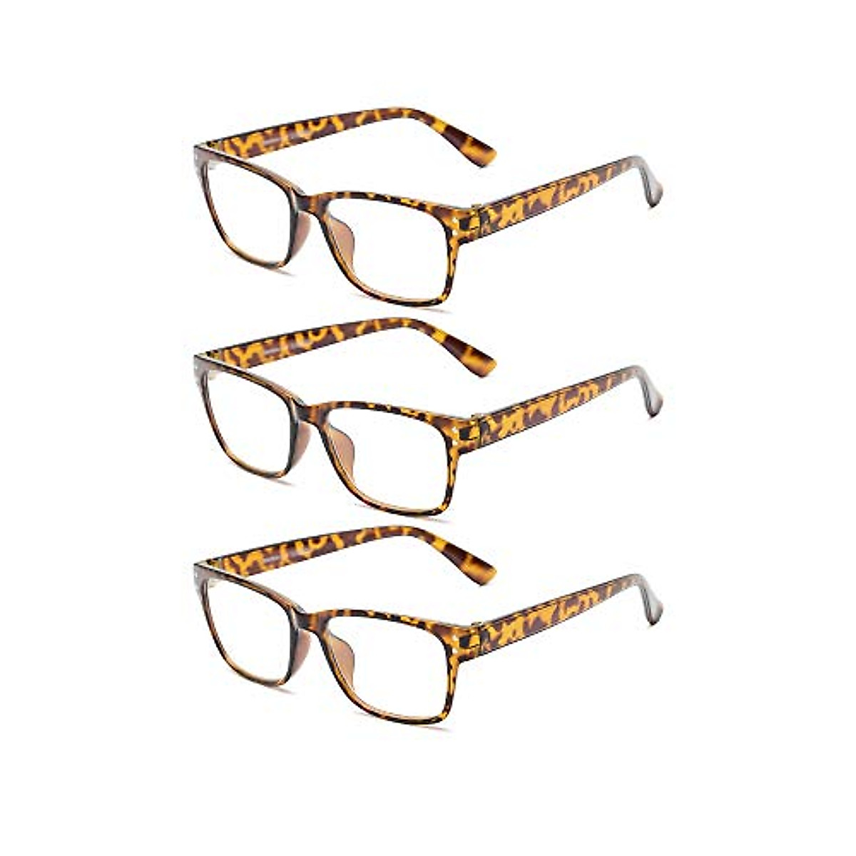 Readers Readers.com Fully Magnified Reading Glasses: The McNealy - 3 Pairs, Classic Rectangle for Women and Men - Tortoise, 1.75