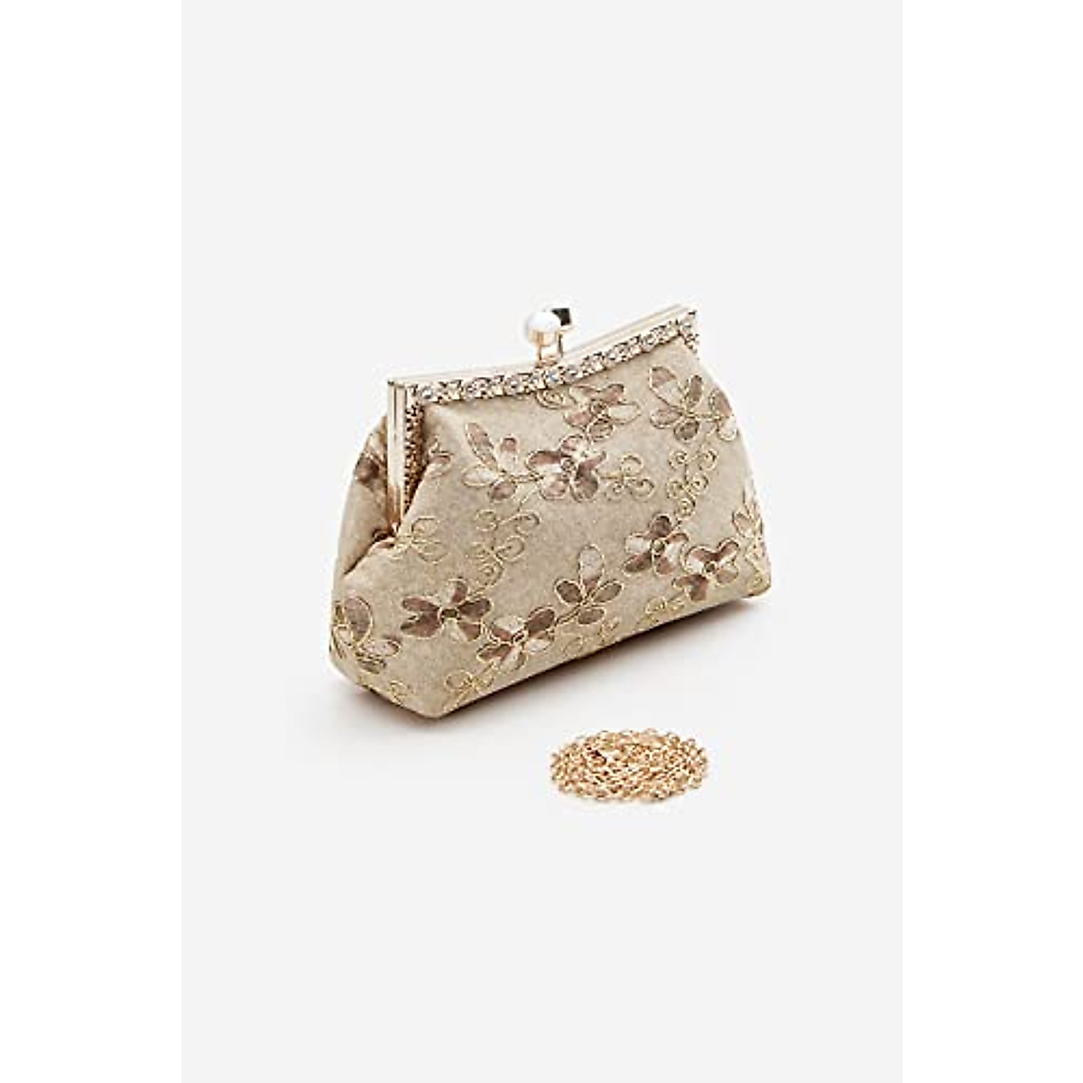 BABEYOND Women's Floral Embroidery Evening Bags Kiss Lock Rhinestone Purse for 1920s Party Prom Wedding