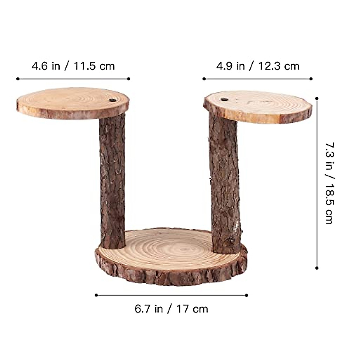 YARDWE Wood Cupcake Stand 3 Tier Tree Bark Server for Meats Cheeses Crackers Round Plant Stand Cake Display Riser Candle Holder Wedding Birthday Centerpiece Decor 12cm 17cm