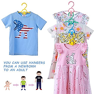 40 Pack Baby Hangers for Closet Plastic Kids Hangers Clothes Space Saving Hangers Non Slip Extendable Baby Hangers for Nursery Toddler Heavy Duty Clothing Hangers Bulk, Mixed Color