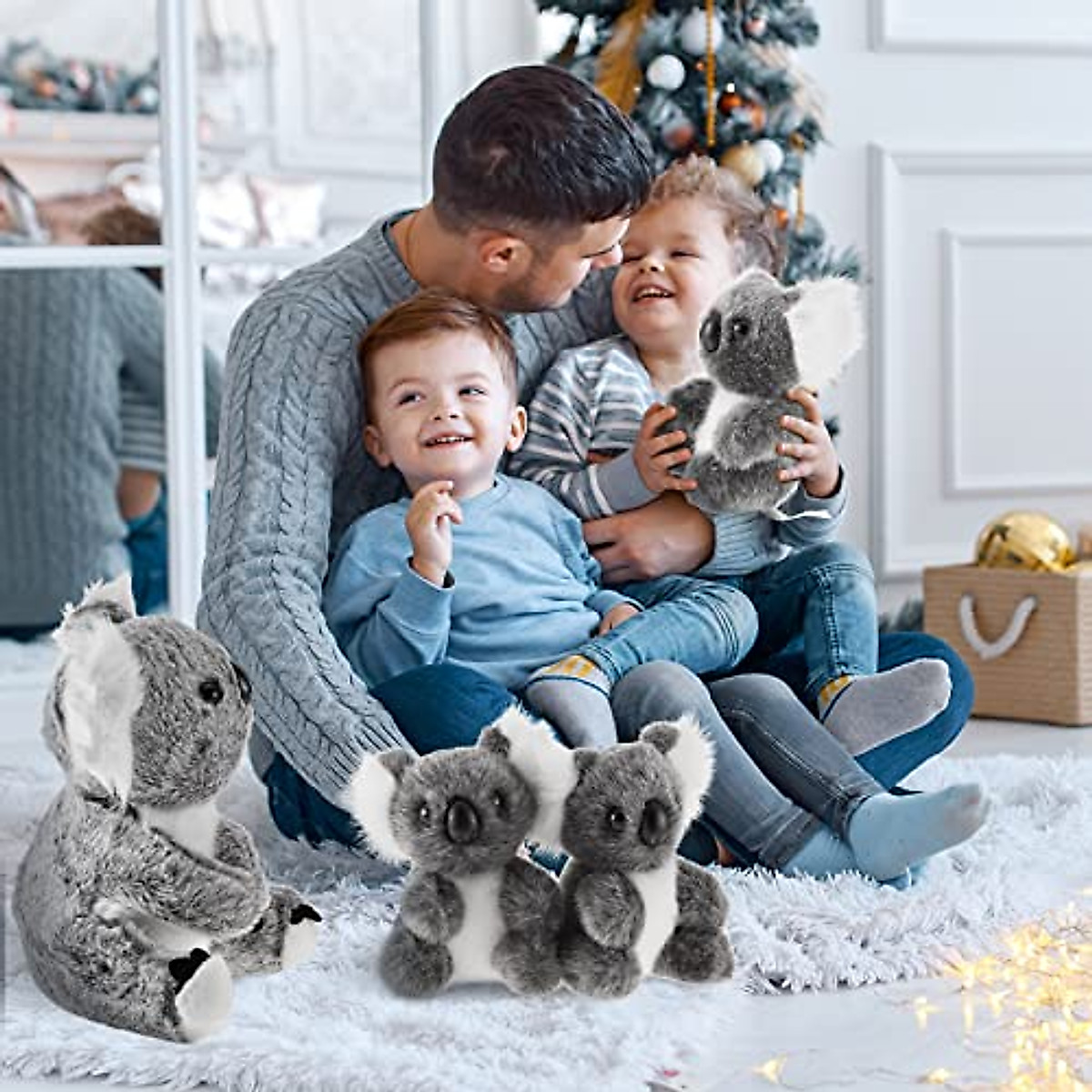 Meooeck 5 Pcs Koala Bear Stuffed Plush Animal Mum and Baby Koala Plush Toy Koala Doll Toy Gift for Birthday Baby Shower Valentine's Day Party Decoration, 11.8 Inches and 5.5 inches
