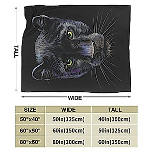 Panther Throw Blanket Realistic Animal Head Plush Fleece Flannel Blanket Ultral Soft for Sofa Couch Bed Living Room Pet Suitable for All Seasons 50"x40"