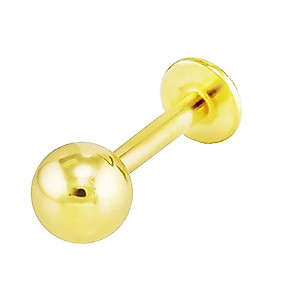 FreshTrends 4mm Ball 14K White Gold Labret Tragus Earring Lip Ring Stud 14G 1/4"