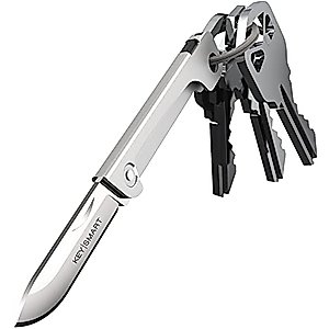 KeySmart Mini Knife - Keychain Pocket Knife, Compact Folding Boc Cutter with Stainless Steel, Add-On Accessory (Silver)