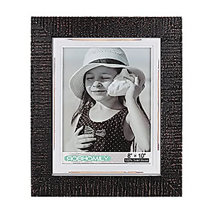 Robhomily 8x10 Black Picture Frame Solid Textured Wood with Real Glass, 8X10 Rustic Farmhouse Distressed Photo Frame for Wall or Tabletop Display, 8x10 Black Wood Frame for Home and Office Decor
