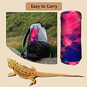 WATFOON Reptile Sleeping Bed Lizard Leash Harness Wings Set Bearded Dragon Accessories Sleeping Bag with Blanket Pillow Cotton Nest Hide Habitat Shelter for Guinea Pig Rat Hamster(Tie-Dye)