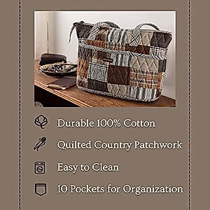 Bella Taylor | Quilted Handbag Purse | 10 Pockets For Organization | Shoulder Carry | Cotton Country Patchwork | Taylor | Rory