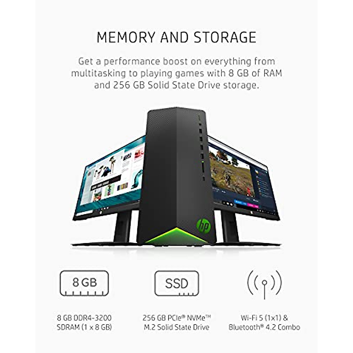 HP Pavilion Gaming PC, AMD Ryzen 3 5300G Processor, 8 GB RAM, 256 GB SSD, Windows 10 Home(TG01-2010, 2021) (Renewed)