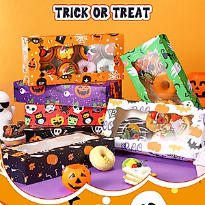 ReliThick 36 Pcs Halloween Cookie Boxes with Window 12 x 5.5 x 2.5 Inch Halloween Bakery Box Treat Boxes Dessert Boxes with Window for Cupcake Donuts Candies Pies Halloween Party Favors