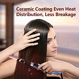 Erokicysh Curling Iron 6 in 1 Hair Curling Wand Set with Curling Brush Instant Heat Up Beach Waver Long Hair Curlers Iron 6 Interchangeable Ceramic Barrel 0.35-1.25 Inch Short Hair Crimper for Women