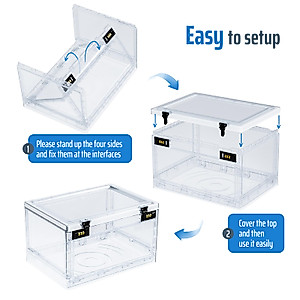 chefeggukk Clear Medicine Lock Box, Lockable Storage Box for Personal Items, Medication Lockable Container, Locking Organizer Bin for Refrigerator Food Snacks Tablet Phone Jail Home Office Safety