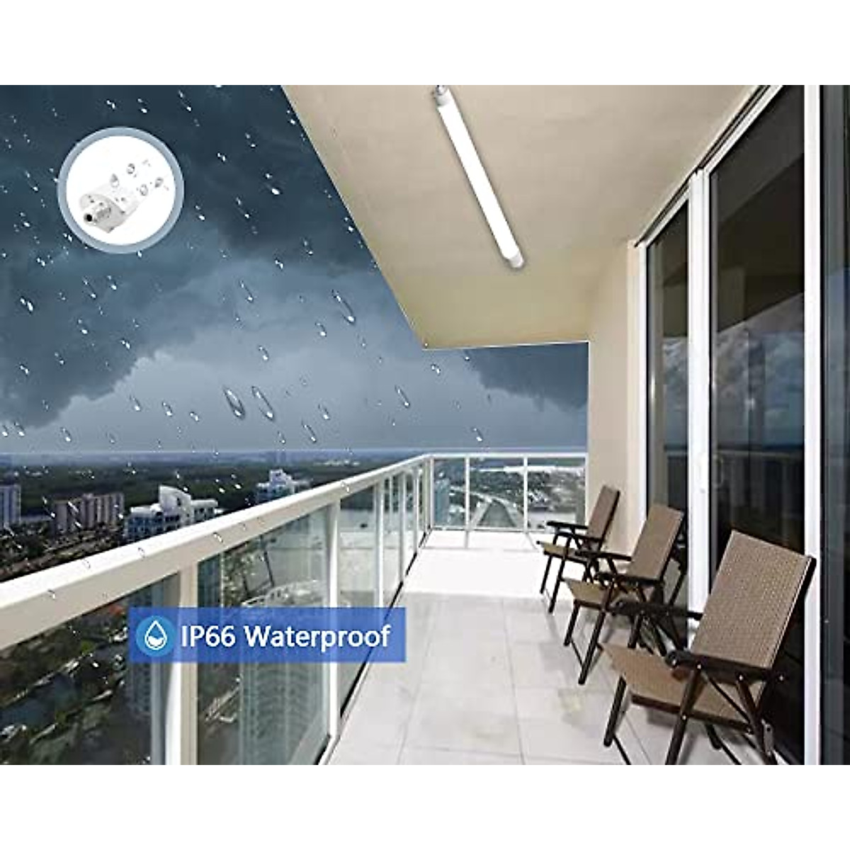 Hyskostar 2FTLED Shop Light for Garage, 3000lm/4000LM, 30W/48W Utility Light Fixture, 5000K Daylight LED Workbench Light with Power Cord, Hanging or Surface Mount, White