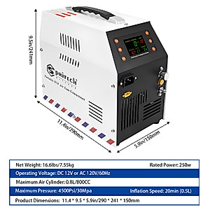 PCP Air Compressor,LCD Display Version Auto-shutoff 4500Psi/30Mpa Oil/Water-Free Set-pressure Paintball Tank Pump with Water/Oil Separator,Built-in Power Adapter